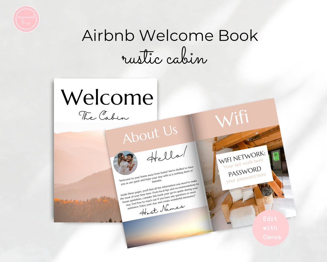 Airbnb Welcome Book for Cabin House, Editable Canva Template, Airbnb ...