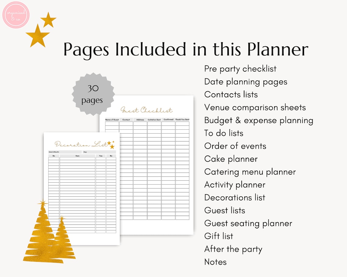 Christmas Party Planner Checklist for Holiday Party, Christmas Party ...