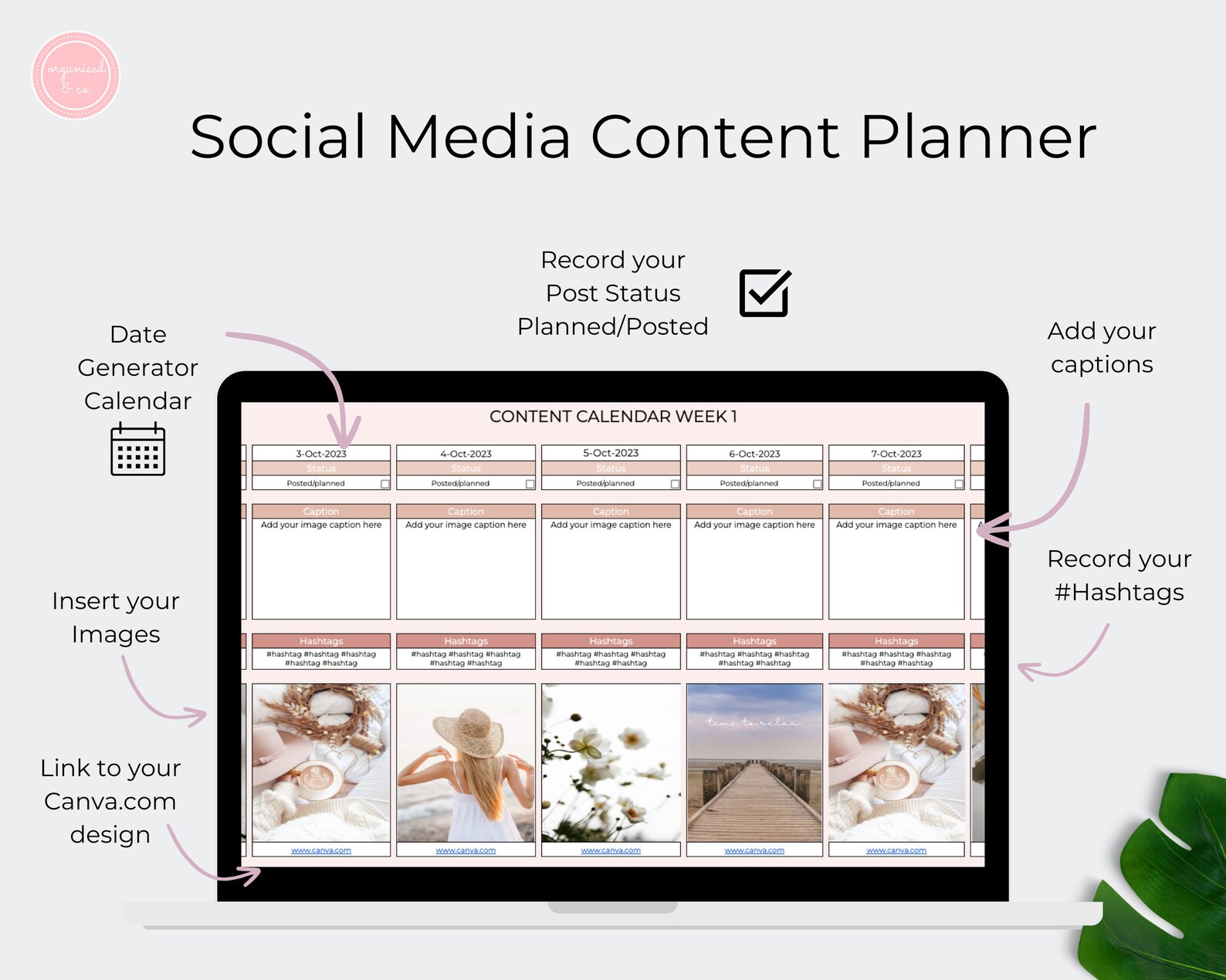 Social Media Content Planner Calendar, Google Sheets Template, Editable ...