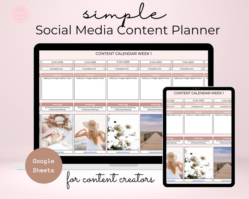 Social Media Content Planner Calendar, Google Sheets Template, Editable ...