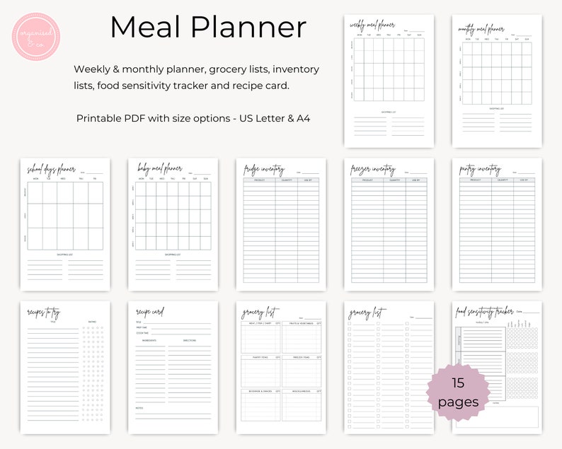 Meal Planner Printable, Weekly Food Diary, Meal Tracker Template, Daily ...