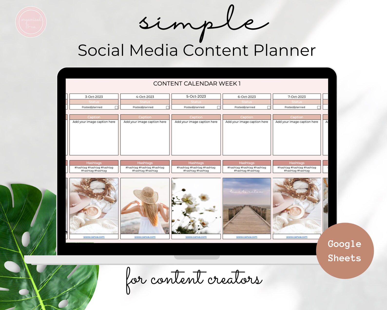 Social Media Content Planner Calendar, Google Sheets Template, Editable ...