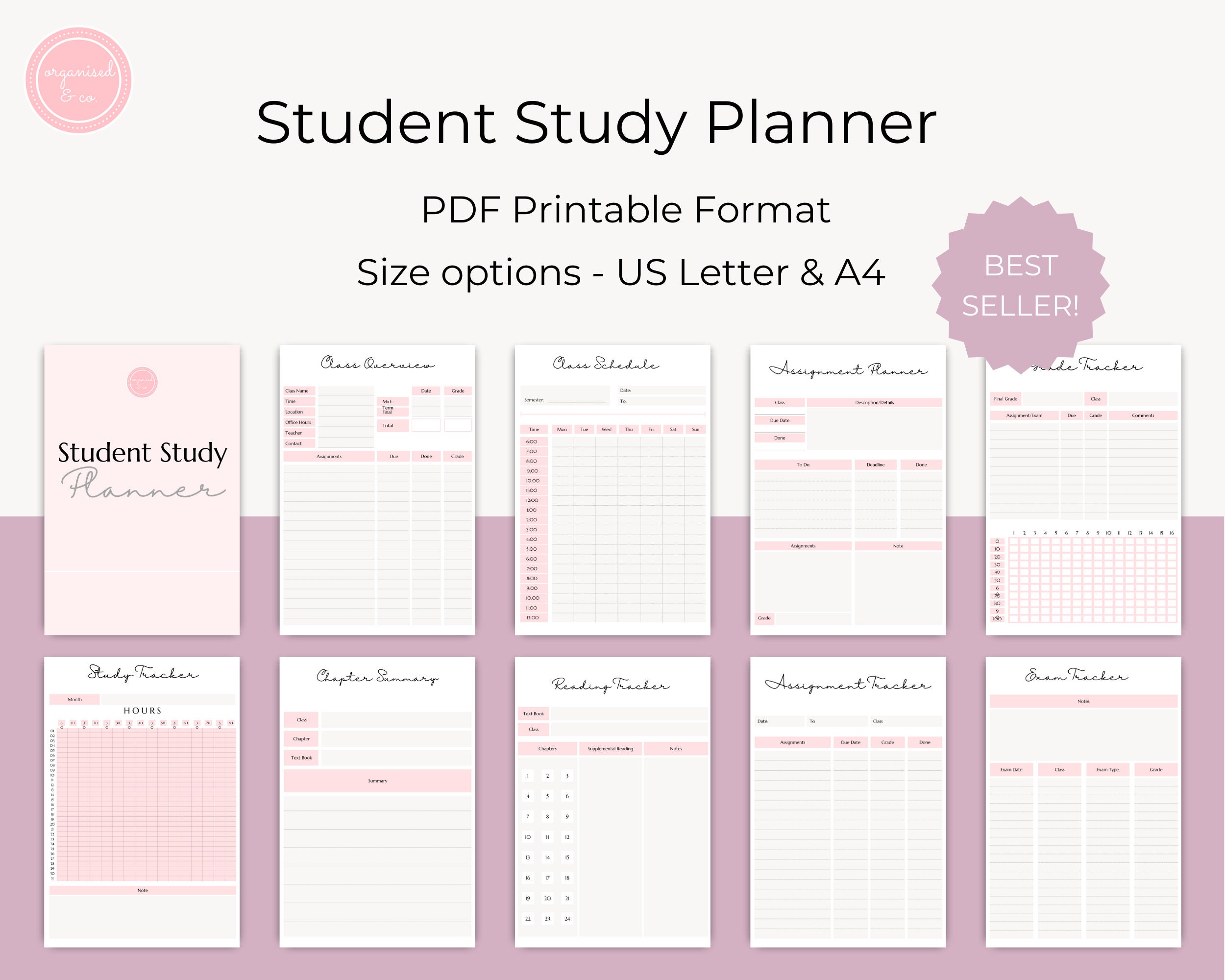 Student Study Planner, Study Planner, College Student Planner, School ...