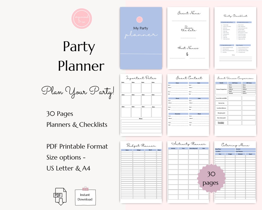 Party Planner Checklist Printable Event Planner Printable - Etsy