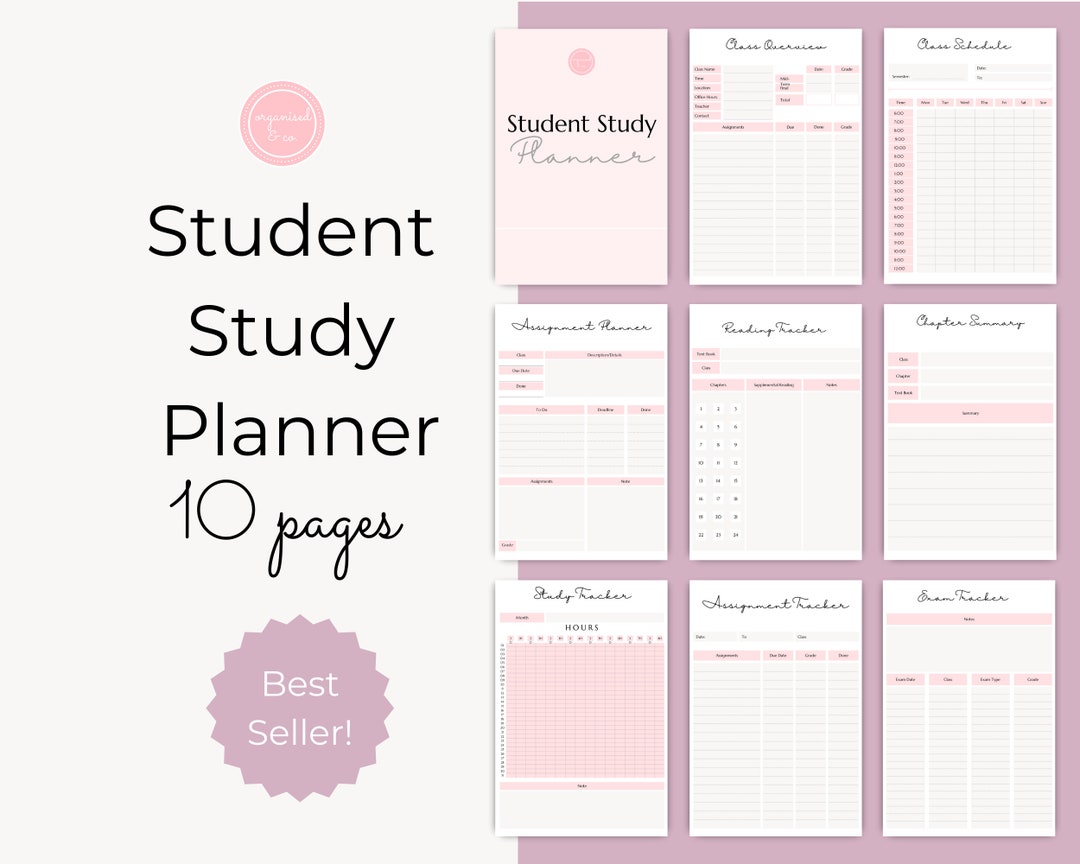 Student Study Planner, Study Planner, College Student Planner, School ...