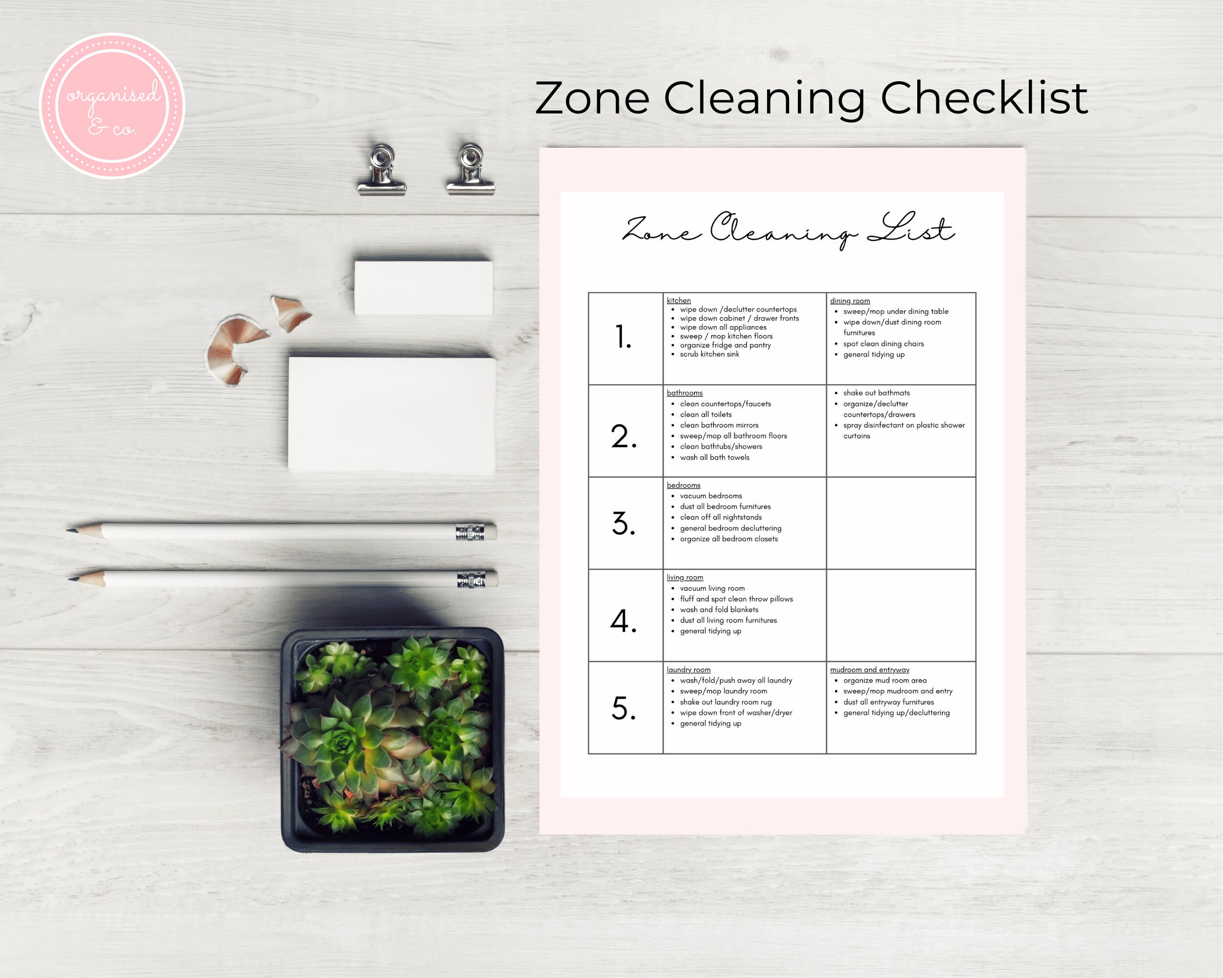 Cleaning Checklist Printable Planner, Zone Cleaning Plan, Weekly House ...
