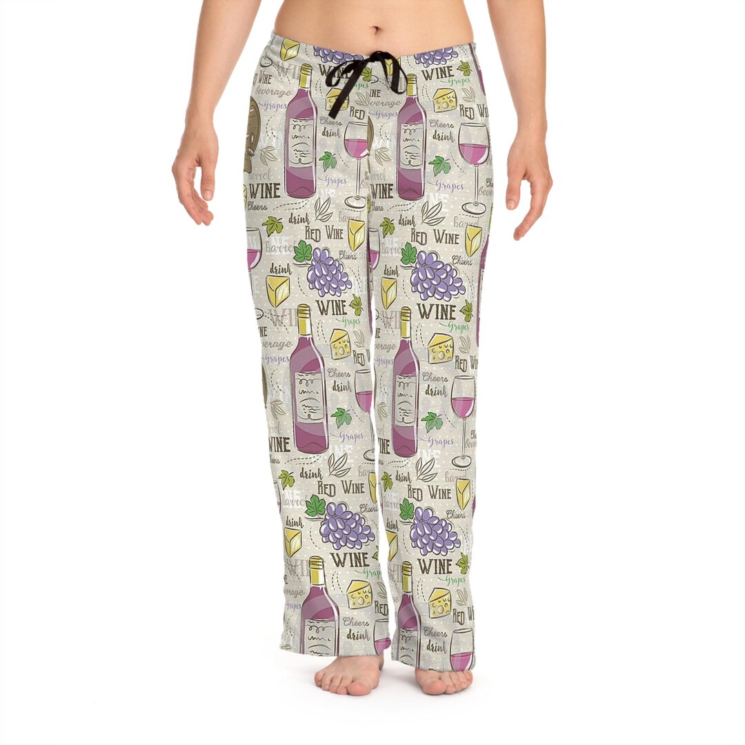 Wine Pattern Women's Pajama Pants, Lounge Pants, Sleepwear, Relaxing ...