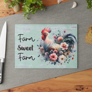 Farm Kitchen Glass Cutting Board, Country Farmhouse Cheese Board ...