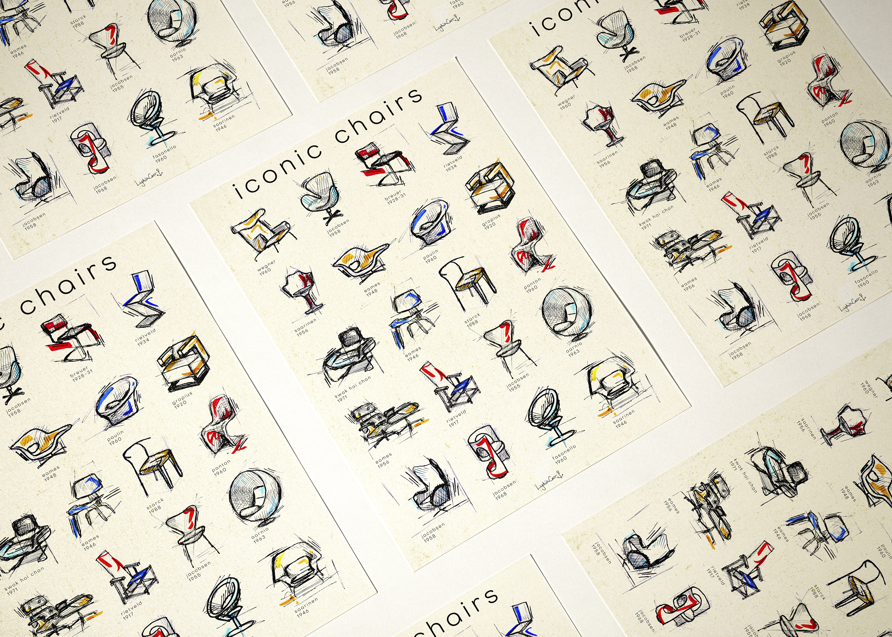 Iconic Chair Design, Bauhaus-inspired, Mid-century Modern A4/a3 Poster ...