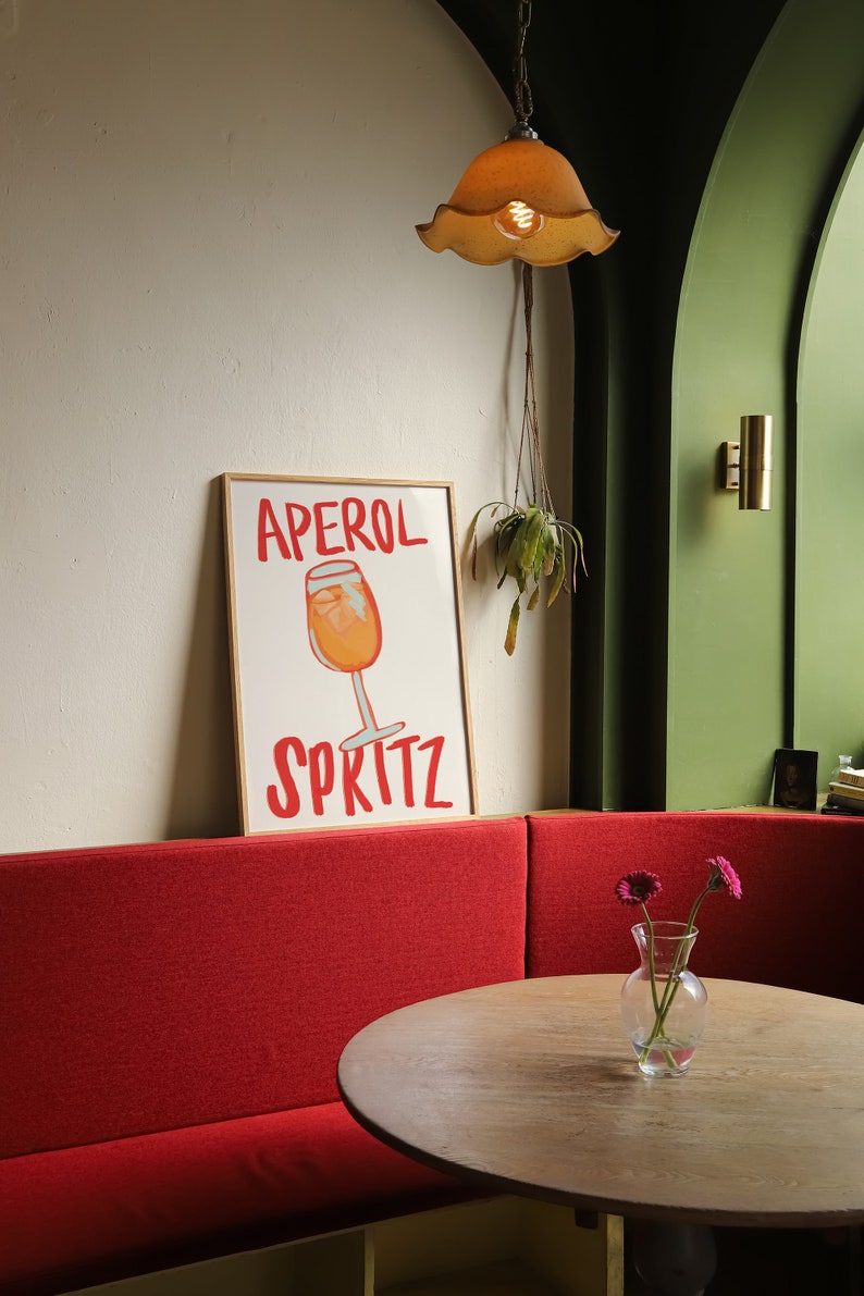 Aperol Spritz Print Poster Bar Cart Accessories Funky Cocktail Wall Art ...