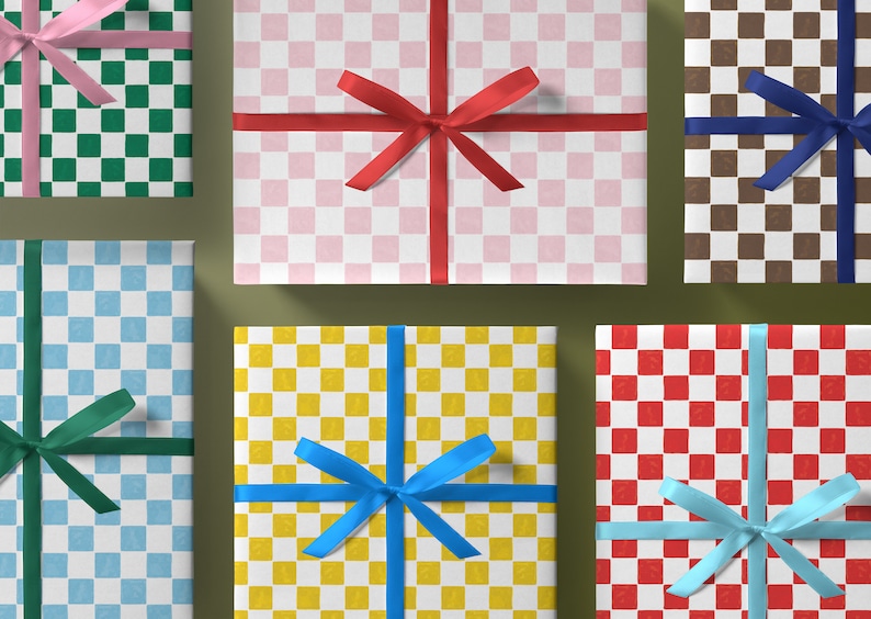 Checkered Wrapping Paper Checkered Pattern Checkerboard Geometric ...