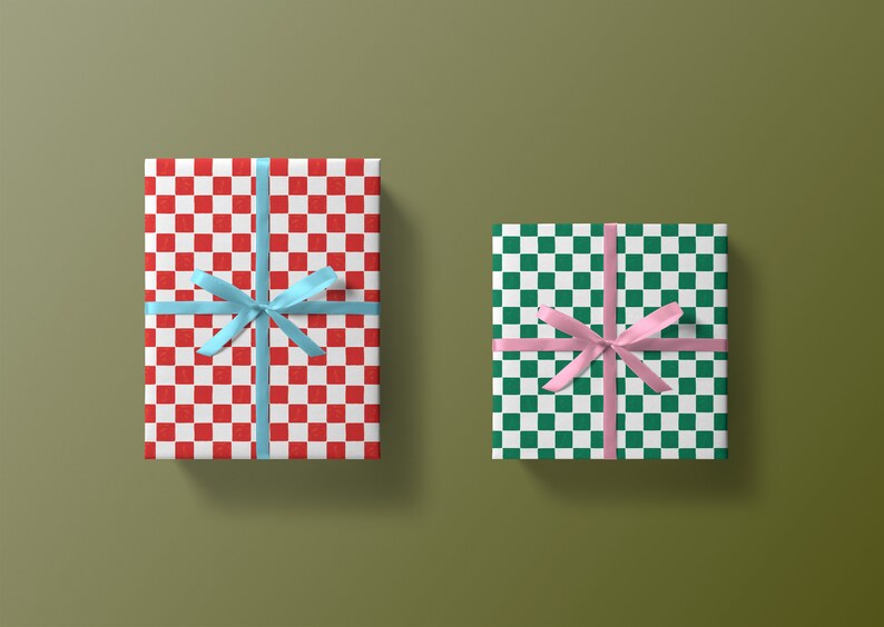 Green Checkered Wrapping Paper Checker Pattern Gift Wrap Checkerboard ...