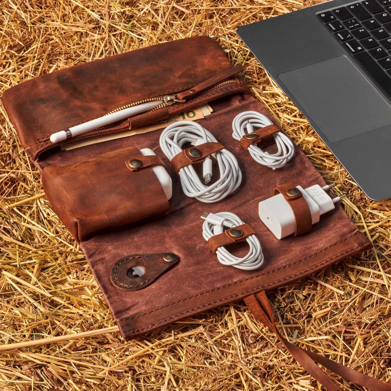 Travel Cord Organizer, Cable Organizer, Travel Case, Leather Tech ...