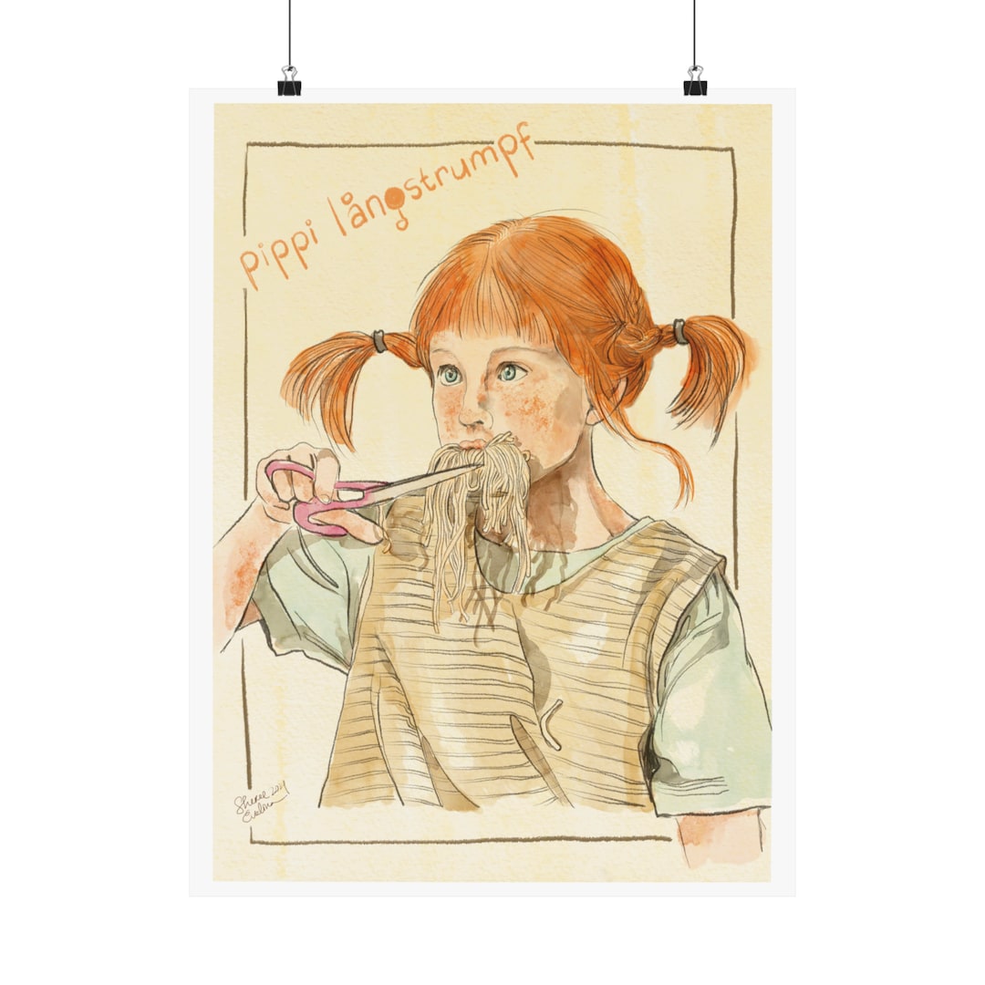 Childrens Book Posters, Pippi Longstocking Inspired, Astrid Lindgren ...