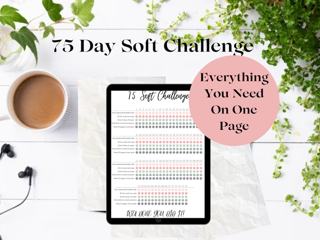 75 Day Soft Challenge Printable Tracker Bundle Editable 75 Hard ...