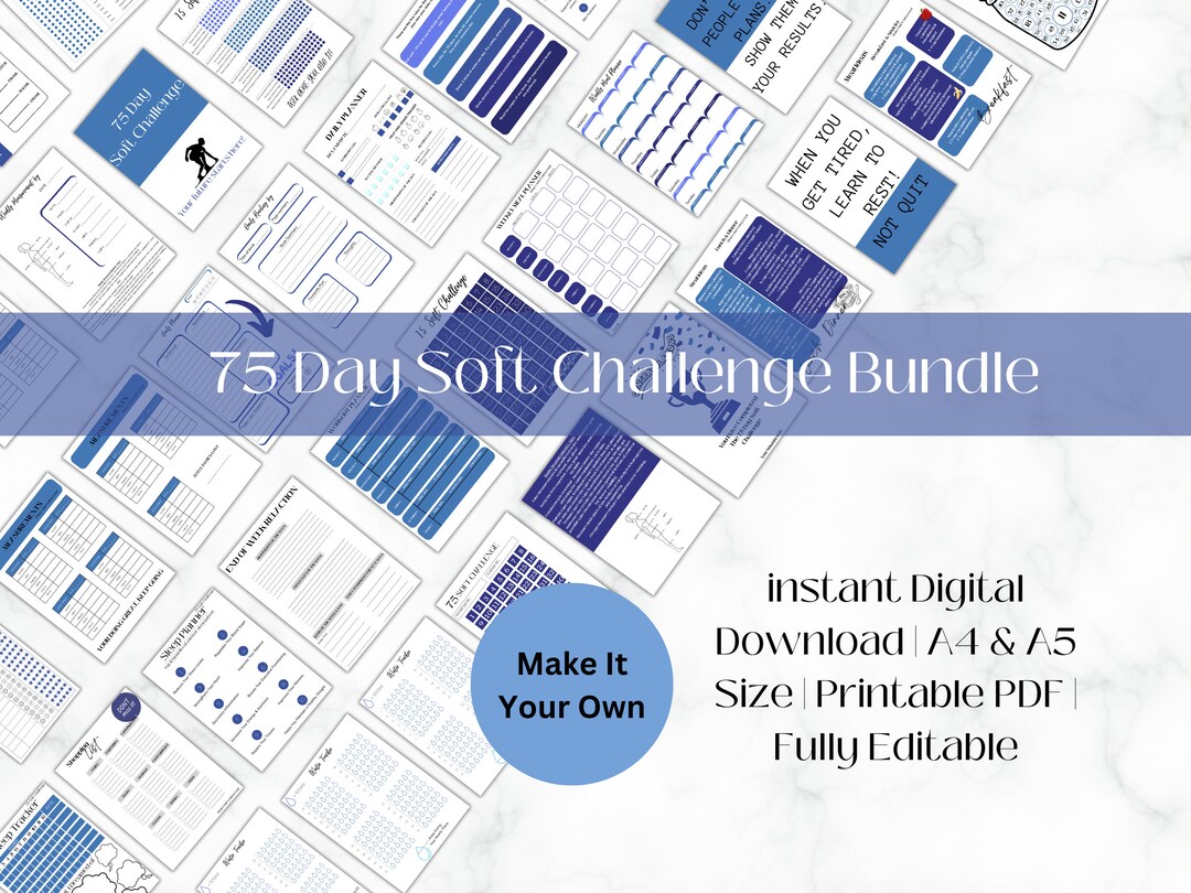 Editable 75 Soft Challenge Bundle 75 Challenge Tracker 75 Day Challenge ...
