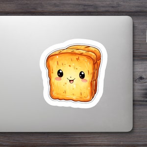 Cute Toast Sticker, Kawaii Breakfast Food Die Cut Sticker, Laptop ...