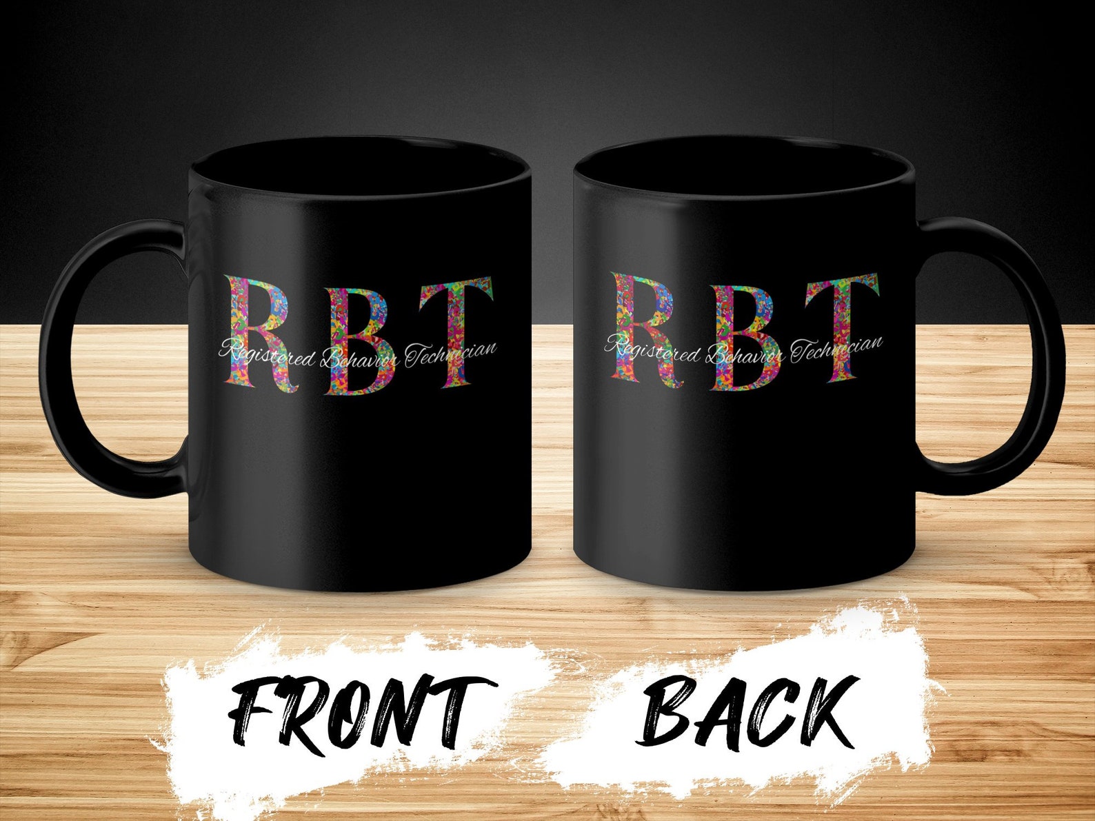 Colorful RBT Letters Mug, Artistic Rainbow Text Coffee Cup, Unique ...