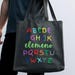 Alphabet Tote Bag, Colorful Letter Design Tote Bag, ABC Elemeno Design ...