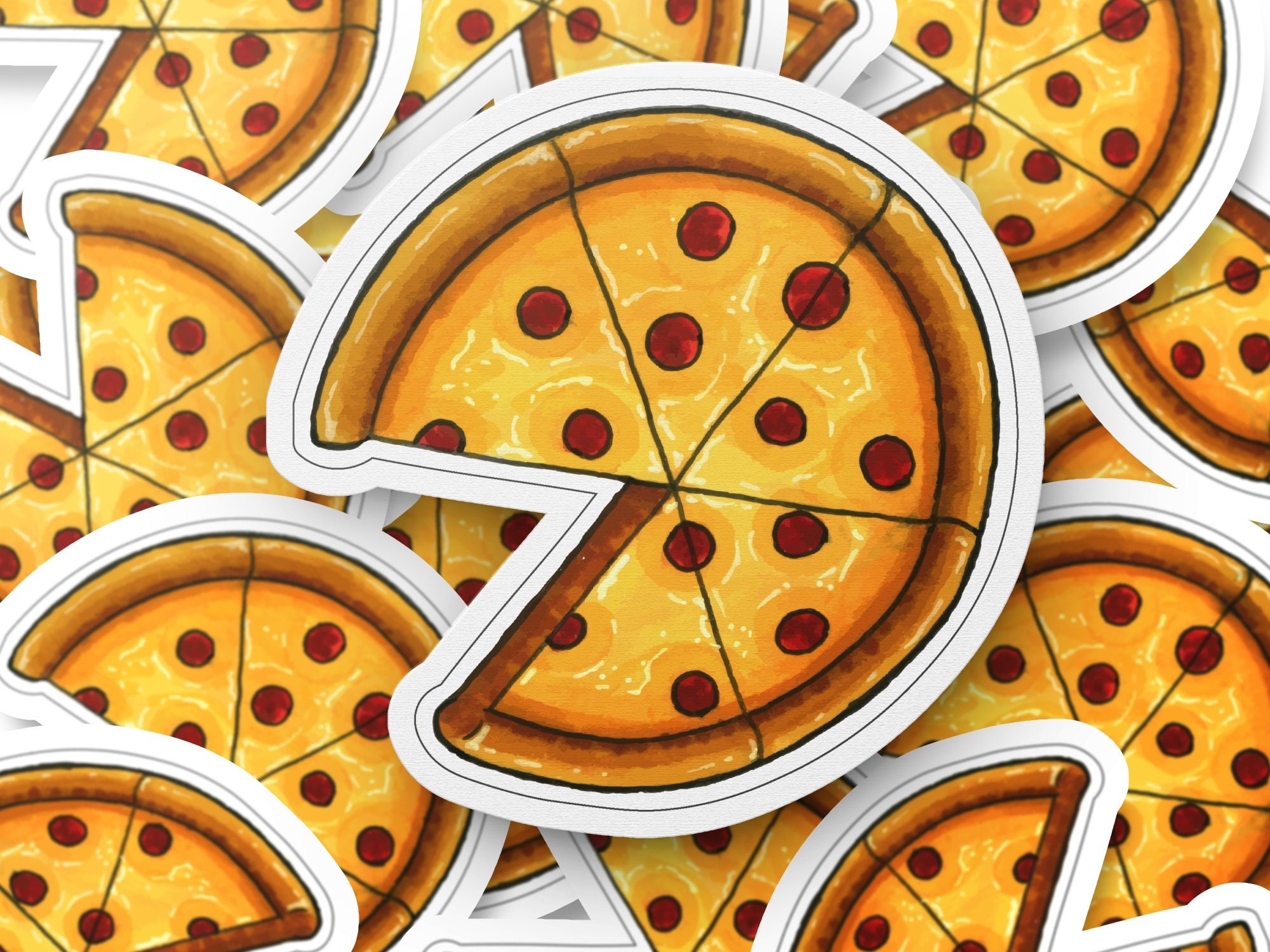 Cute Pepperoni Pizza Slice Die Cut Sticker, Waterproof Vinyl Sticker ...