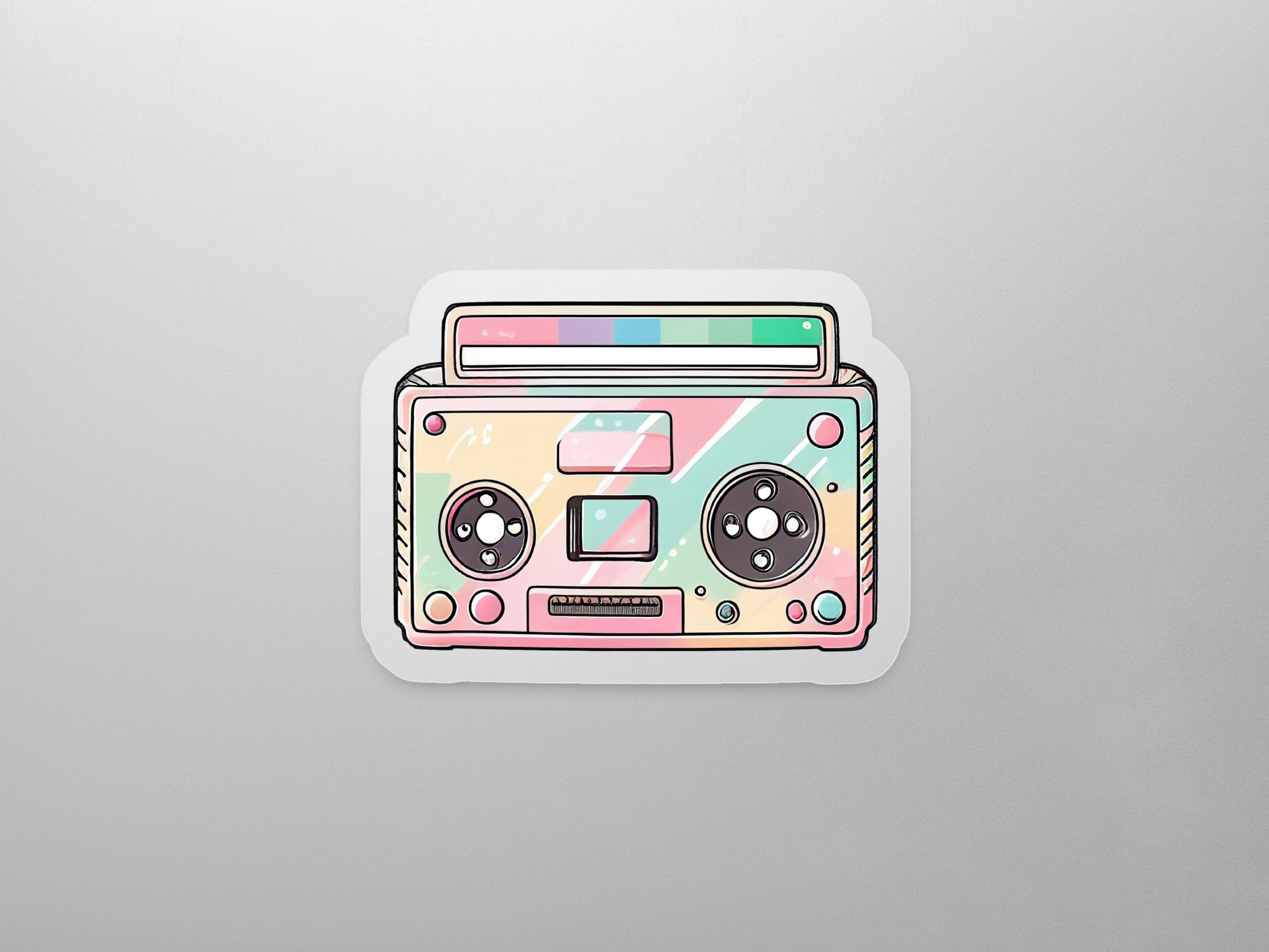 Retro Cassette Player Sticker, Vintage Tape Deck Decal, 80s Music Lover ...