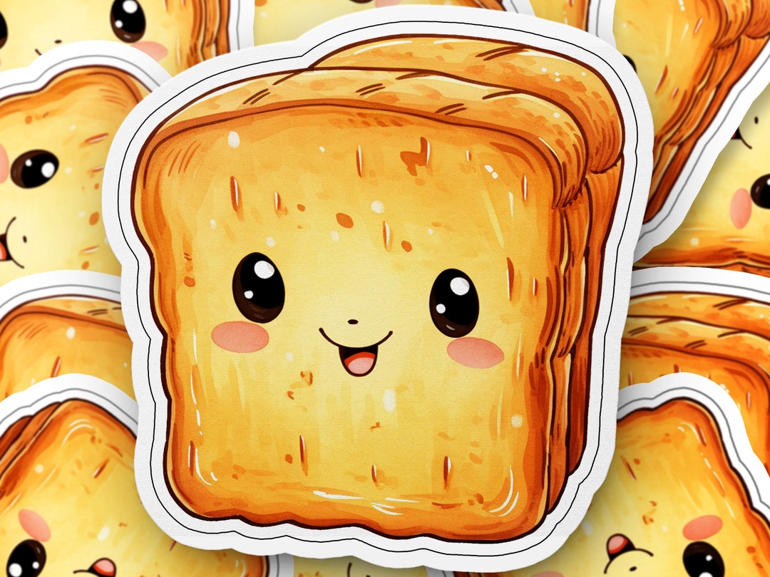 Cute Toast Sticker, Kawaii Breakfast Food Die Cut Sticker, Laptop ...