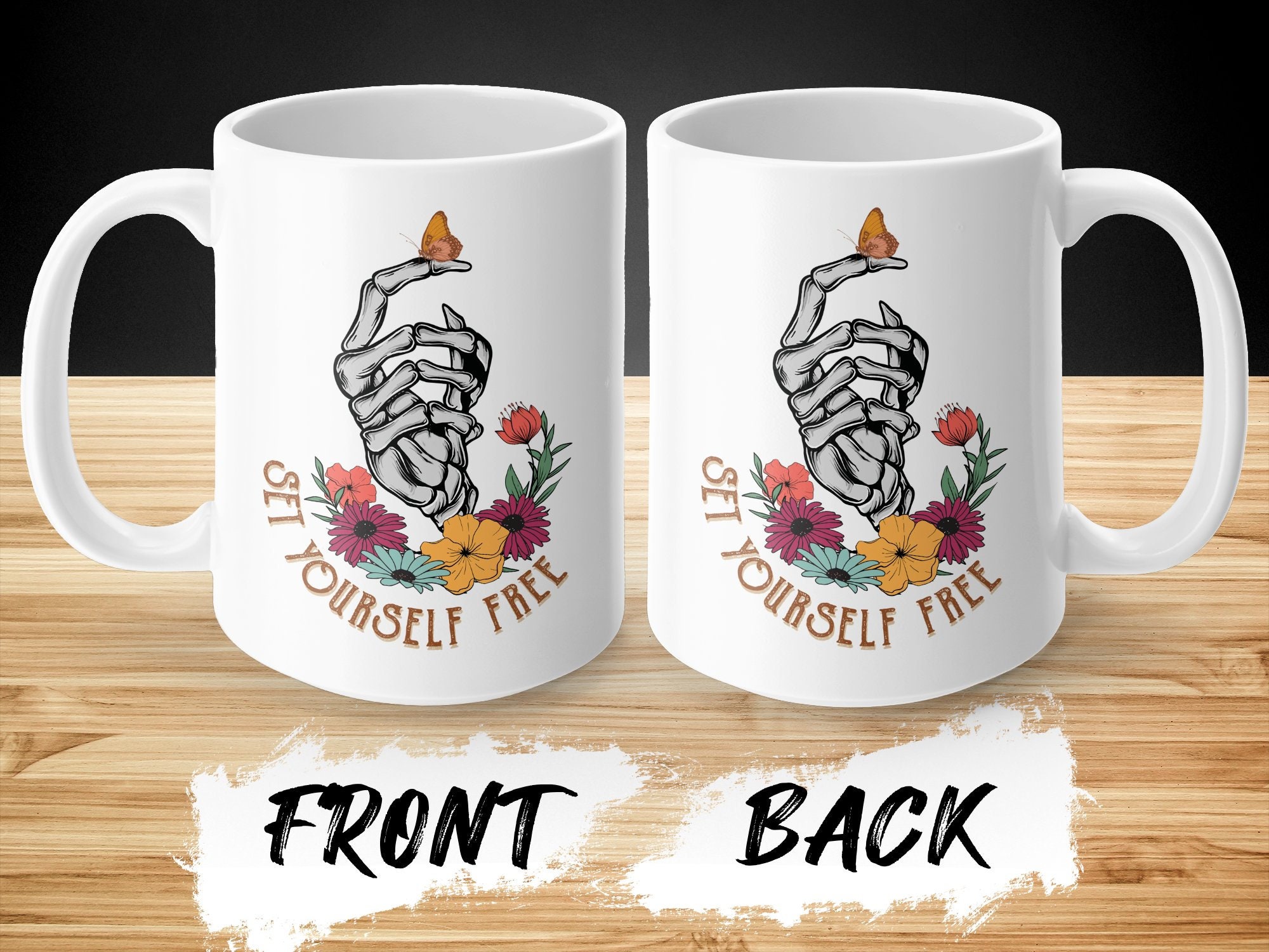 Inspirational Quote Mug With Floral Design and Butterfly Accent - Etsy