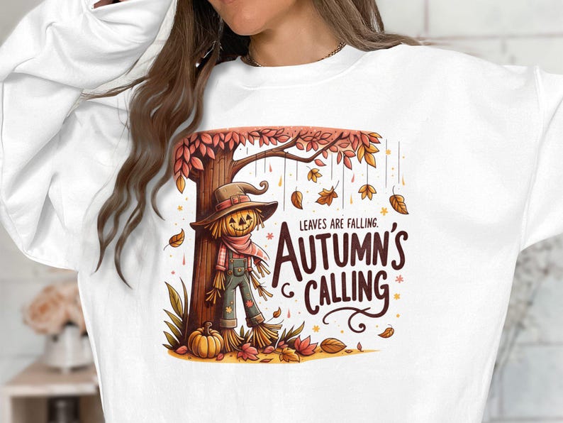 Autumns Calling Graphic T-shirt, Leaves Are Falling Scarecrow Shirt ...