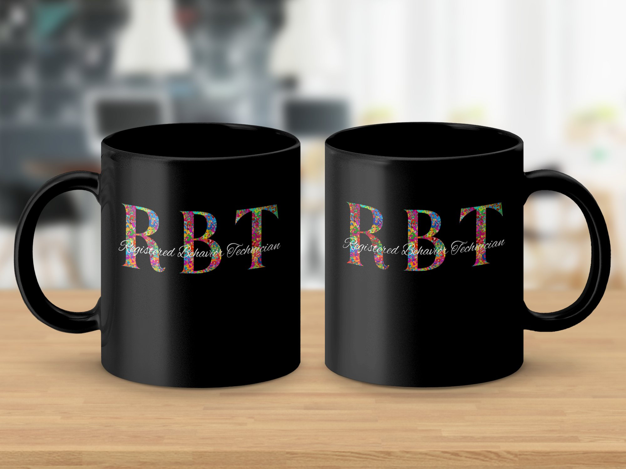 Colorful RBT Letters Mug, Artistic Rainbow Text Coffee Cup, Unique ...
