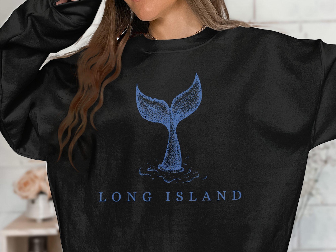 Whale Tail Long Island Design T-shirt or Sweatshirt, Vintage Blue Whale ...
