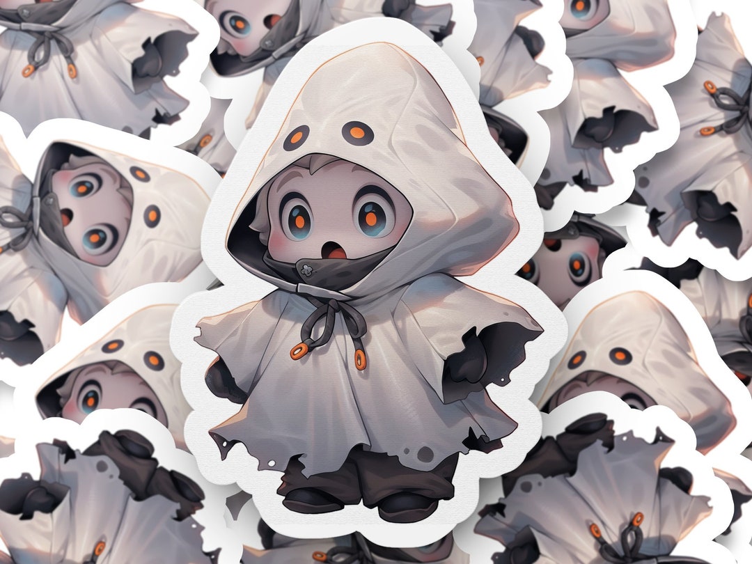 Cute Hooded Fantasy Creature Sticker, Adorable Anime Style Vinyl Decal ...