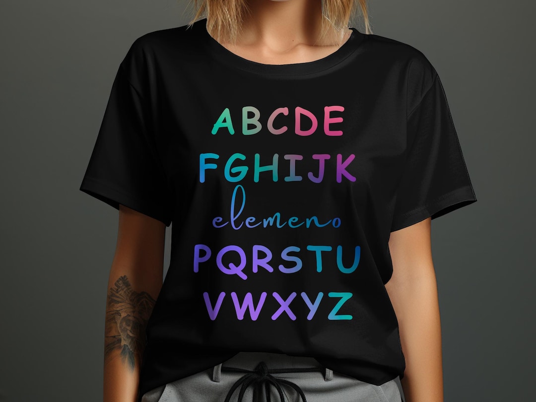 Alphabet Letters Graphic Tee, Fun Font Design A to Z T-shirt or ...