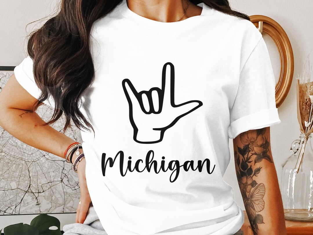 Unisex Michigan Hand Sign T-shirt, Casual Rock Music Lover Tee, Graphic ...