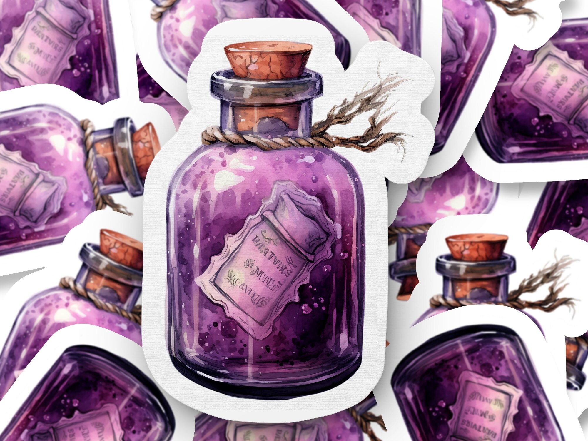 Vintage Potion Bottle Sticker, Watercolor Magical Elixir Decal, Fantasy ...