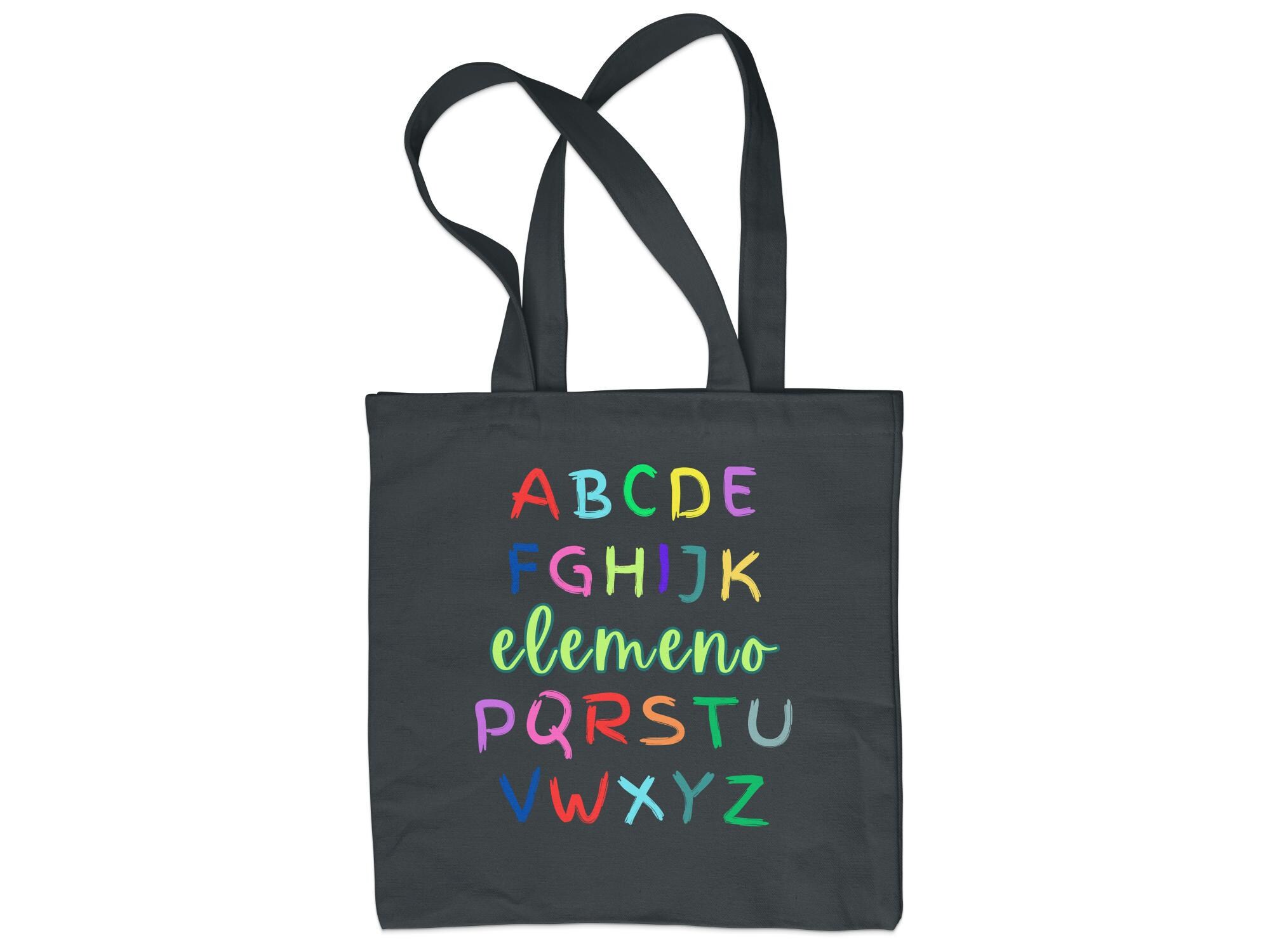 Alphabet Tote Bag, Colorful Letter Design Tote Bag, ABC Elemeno Design ...