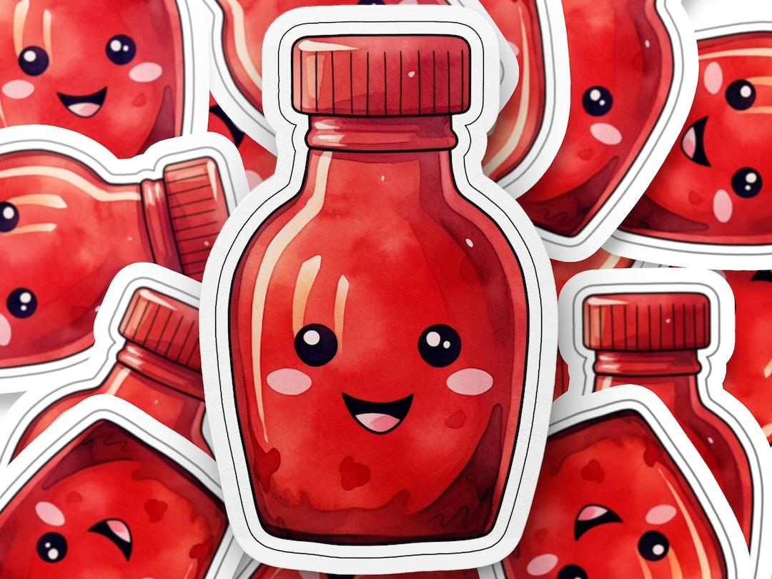 Cute Kawaii Hot Sauce Bottle Die Cut Sticker, Spicy Condiment Vinyl ...