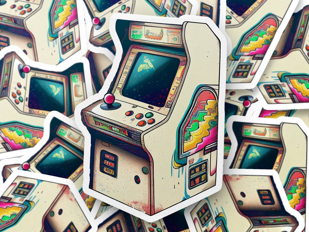 Retro Arcade Machine Sticker, Vintage Video Game Cabinet Decal, Classic ...
