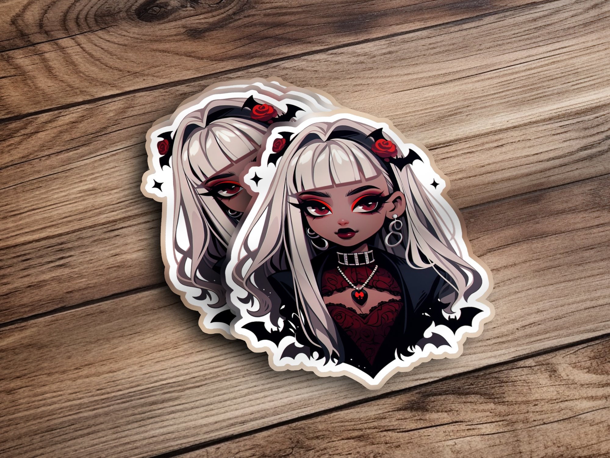 Gothic Vampire Girl Sticker, Dark Fantasy Art, Cool Laptop Decal ...