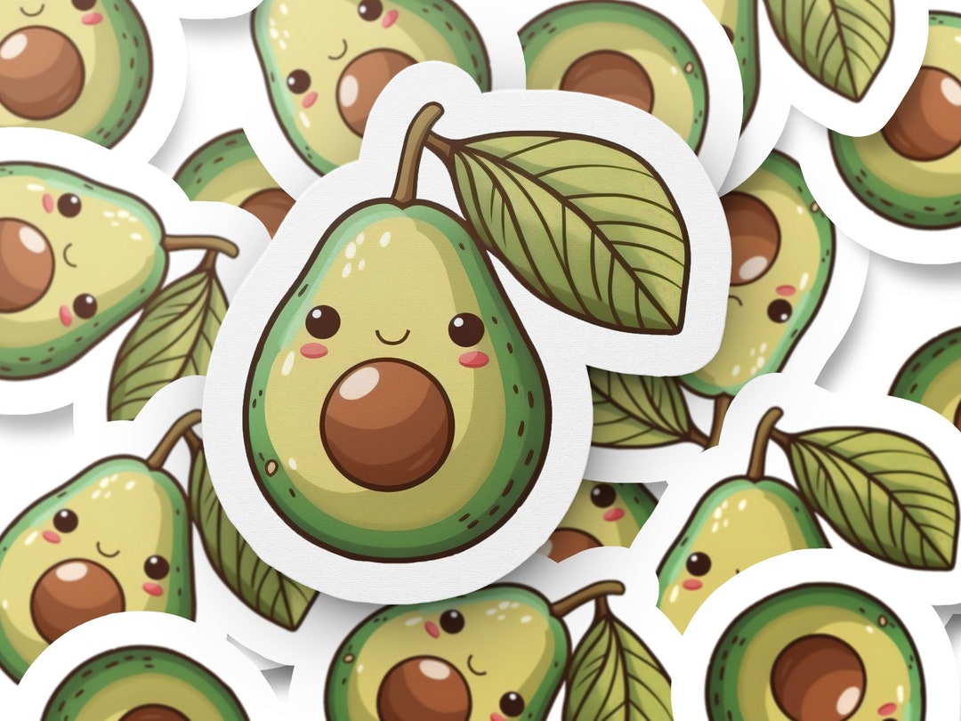Cute Avocado Sticker, Kawaii Die Cut Sticker, Laptop Decal, Water ...