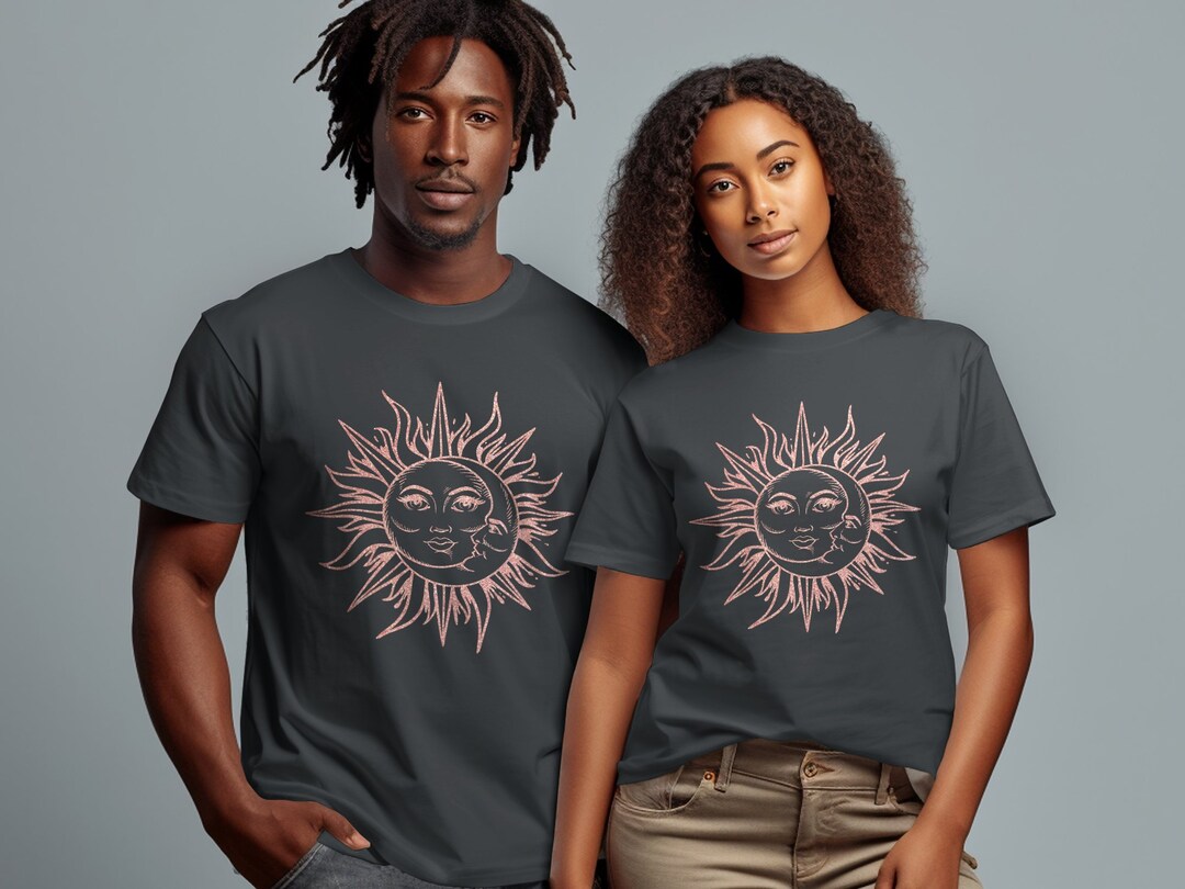 Celestial Sun Face Graphic Tee, Unisex Vintage Style Solar Print Shirt ...