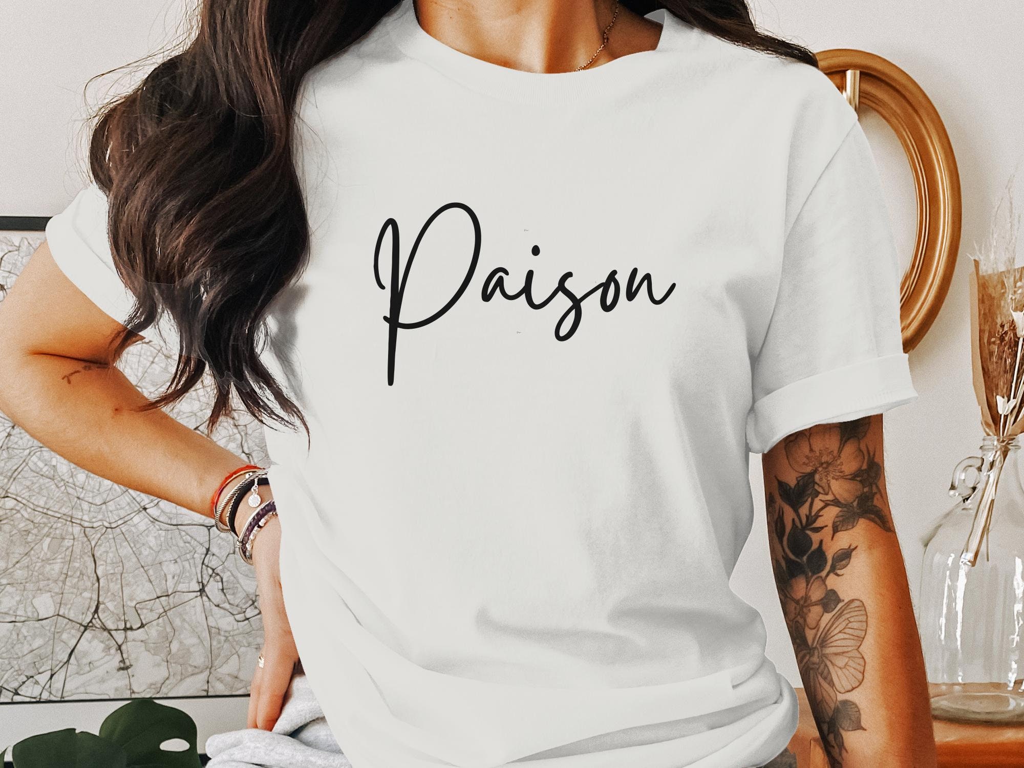 Paison Italian Style Handwritten 'paison' Script T-shirt, Elegant ...