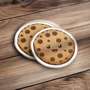 Cute Chocolate Chip Cookie Sticker, Kawaii Food Die Cut Sticker, Laptop ...