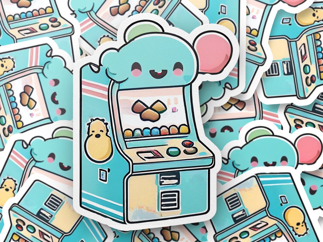 Cute Kawaii Arcade Machine Sticker, Vintage Gaming, Retro Aesthetic ...