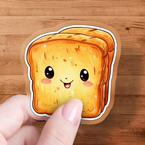 Cute Toast Sticker, Kawaii Breakfast Food Die Cut Sticker, Laptop ...