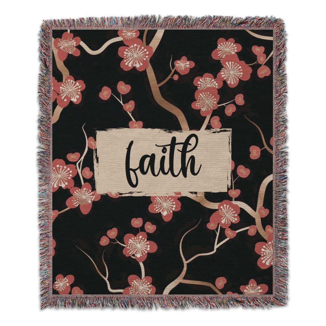 Faith Floral Personalized Blankets, Custom Woven Blankets, Spiritual ...