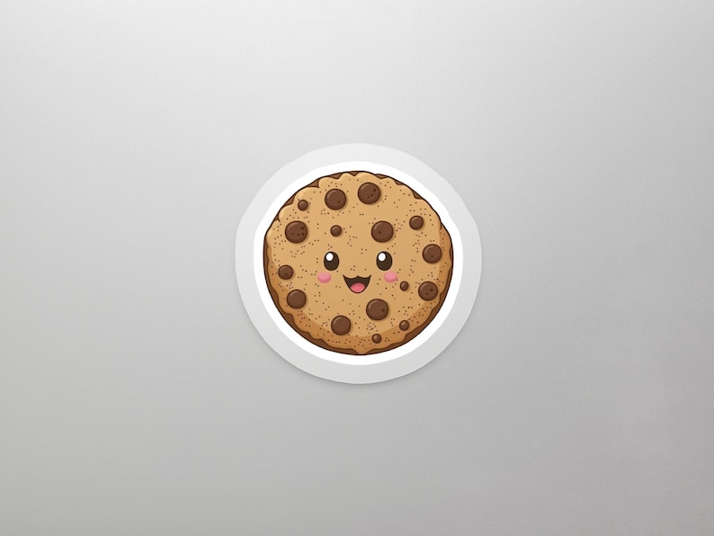 Cute Chocolate Chip Cookie Sticker, Kawaii Food Die Cut Sticker, Laptop ...