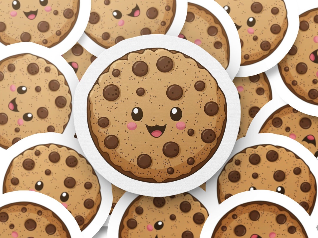 Cute Chocolate Chip Cookie Sticker, Kawaii Food Die Cut Sticker, Laptop ...