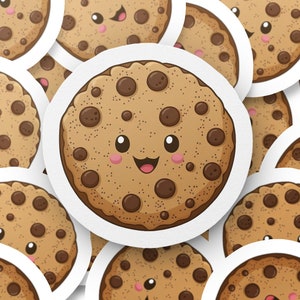 Cute Chocolate Chip Cookie Sticker, Kawaii Food Die Cut Sticker, Laptop ...