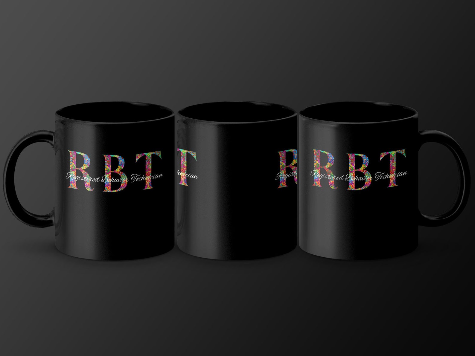 Colorful RBT Letters Mug, Artistic Rainbow Text Coffee Cup, Unique ...