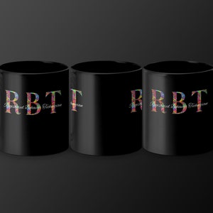 Colorful RBT Letters Mug, Artistic Rainbow Text Coffee Cup, Unique ...